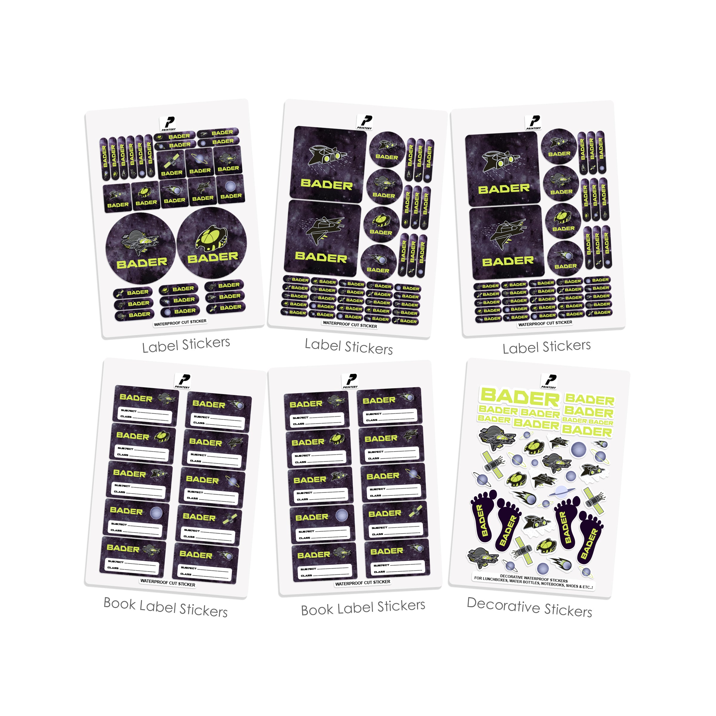 School Label Stickers Pack D141 - Fly high Space – PRINTERY